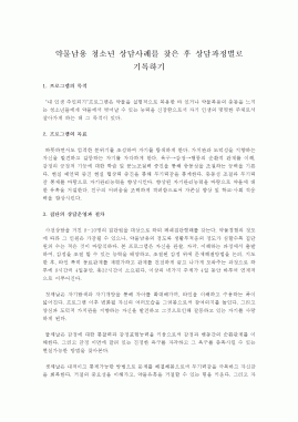 약물남용 청소년 상담사례를 찾은 후 상담과정별로 기록하기-1페이지