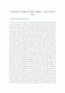 우리나라의 보육제도와 정책을 설명하고, 자신의 생각을 서술-1페이지