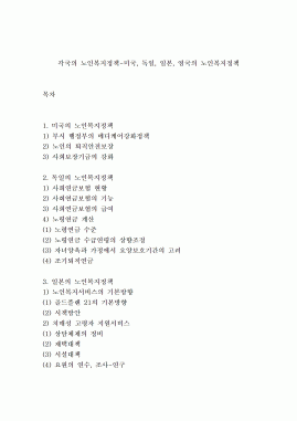 각국의 노인복지정책-미국, 독일, 일본, 영국의 노인복지정책-1페이지