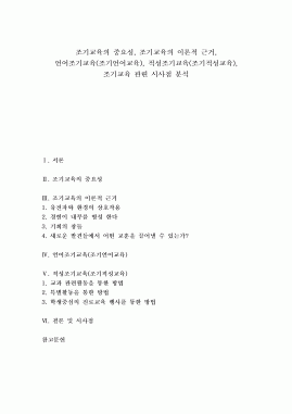 [조기교육][언어조기교육][조기언어교육][적성조기교육][조기적성교육]조기교육의 중요성, 조기교육의 이론적 근거, 언어조기교육(조기언어교육), 적성조기교육(조기적성교육), 조기교육 관련 시사점 분석-1페이지