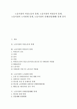 [노동시장 통계][여성노동자 통계][비정규직 통계][노사관계 통계][산재 산업재해 통계]노동시장의 여성노동자 통계, 노동시장의 비정규직 통계, 노동시장의 노사관계 통계, 노동시장의 산재(산업재해) 통계 분석-1페이지