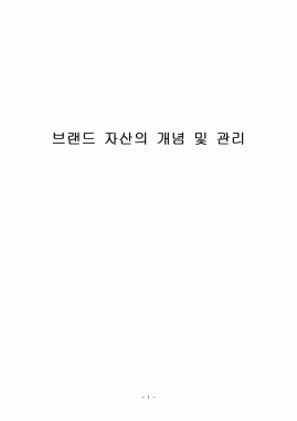 브랜드자산 개념과 관리및 확장전략-1페이지