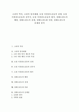 [고려]고려의 역사, 고려의 통치체제, 묘청 서경천도운동의 전개, 묘청 서경천도운동과 김부식, 묘청 서경천도운동의 평가, 강화도천도의 배경, 강화도천도의 전개, 강화도천도와 민란, 강화도천도의 문제점 분석-1페이지