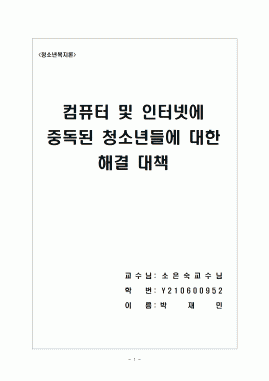 컴퓨터 및 인터넷에 중독된 청소년들에 대한해결 대책-1페이지