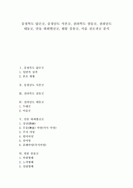 [굿][앉은굿][사혼굿][삼동굿][대동굿][안동 하회별신굿][필봉 풍물굿][서울 진오귀굿]충청북도 앉은굿, 충청남도 사혼굿, 전라북도 삼동굿, 전라남도 대동굿, 안동 하회별신굿, 필봉 풍물굿, 서울 진오귀굿 분석-1페이지