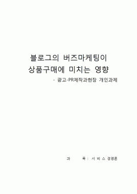 블로그의 버즈마케팅이 상품구매에 미치는 영향-1페이지