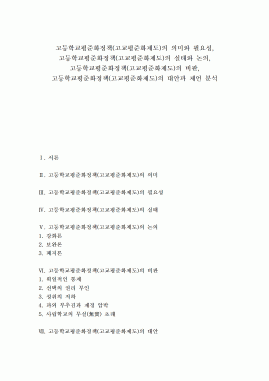 고등학교평준화정책(고교평준화제도)의 의미와 필요성, 고등학교평준화정책(고교평준화제도)의 실태와 논의, 고등학교평준화정책(고교평준화제도)의 비판, 고등학교평준화정책(고교평준화제도) 대안과 제언 분석-1페이지