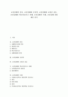 [교권침해][공권력][교원간 갈등][학교안전사고 피해][교권침해의 사례]교권침해의 종류, 교권침해와 공권력, 교권침해와 교원간 갈등, 교권침해와 학교안전사고 피해, 교권침해의 사례, 교권침해 관련 제언 분석-1페이지