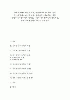 국어과(국어과교육)의 의미, 국어과(국어과교육)의 성격, 국어과(국어과교육)의 변화, 국어과(국어과교육) 영역, 국어과(국어과교육)와 언어관, 국어과(국어과교육)와 협동학습, 국어과(국어과교육)의 과제 분석-1페이지