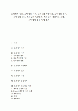 [도덕성][도덕성 교육][동양철학][도덕성 실천지도 사례][도덕성 형성 방법]도덕성의 정의, 도덕성 이론, 도덕성 수준단계, 도덕성 결여, 도덕성 교육, 도덕성과 동양철학, 도덕성 실천지도 사례, 도덕성 형성 방법-1페이지