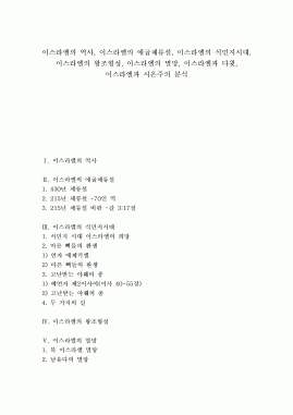 [이스라엘][애굽체류설][왕조형성][멸망][다윗][시온주의]이스라엘의 역사, 이스라엘의 애굽체류설, 이스라엘의 식민지시대, 이스라엘의 왕조형성, 이스라엘의 멸망, 이스라엘과 다윗, 이스라엘과 시온주의 분석-1페이지