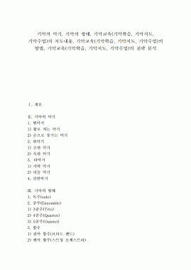 [기악교육][기악지도]기악의 악기, 기악의 형태, 기악교육(기악학습, 기악지도, 기악수업)의 지도내용, 기악교육(기악학습, 기악지도, 기악수업)의 방법, 기악교육(기악학습, 기악지도, 기악수업)의 전략 분석-1페이지