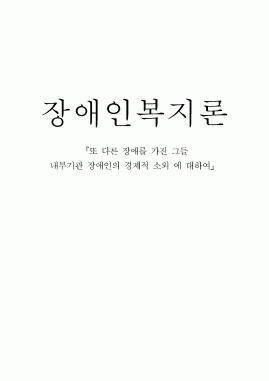 내부기관 장애의 경제적 어려움 (장애인복지론: [또 다른 장애를 가진 그들 내부기관 장애인의 경제적 소외 에 대하여])-1페이지