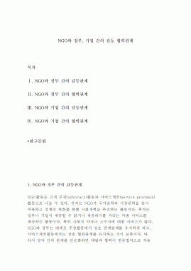 NGO와 정부, 기업 간의 갈등 협력관계-1페이지