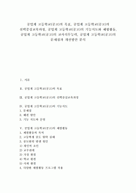 공업계 고등학교(공고)의 목표, 공업계 고등학교(공고)의 선택중심교육과정, 공업계 고등학교(공고)의 기능지도와 체험활동, 공업계 고등학교(공고)의 교사직무능력, 공업계 고등학교(공고)의 문제점과 개선방안-1페이지