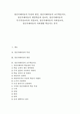 정신지체아동의 특성과 원인, 정신지체아동의 교수학습지도, 정신지체아동의 게임학습과 성교육, 정신지체아동의 특기적성교육과 직업교육, 정신지체아동의 사회성교육, 정신지체아동의 사회생활 학습지도 분석-1페이지