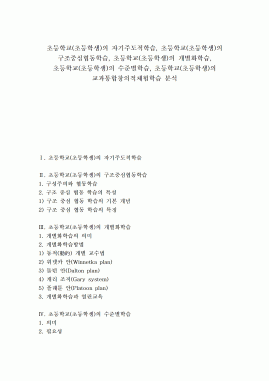 초등학교(초등학생)의 자기주도적학습, 초등학교(초등학생)의 구조중심협동학습, 초등학교(초등학생)의 개별화학습, 초등학교(초등학생)의 수준별학습, 초등학교(초등학생)의 교과통합창의적체험학습 분석-1페이지