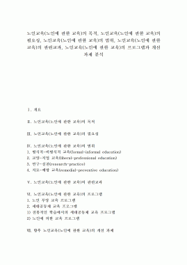 노인교육(노인에 관한 교육)의 목적, 노인교육(노인에 관한 교육)의 필요성, 노인교육(노인에 관한 교육)의 범위, 노인교육(노인에 관한 교육)의 관련교과, 노인교육(노인에 관한 교육)의 프로그램과 개선 과제-1페이지