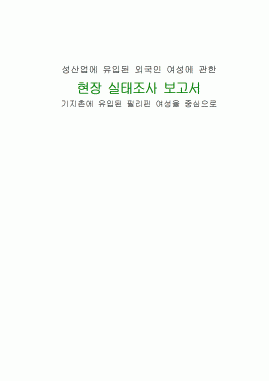 성산업에 유입된 외국인 여성에 관한 현장 실태조사 보고서 기지촌에 유입된 필리핀 여성을 중심으로-1페이지