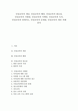 [인성교육][인성지도]인성교육의 개념, 인성교육의 배경, 인성교육의 필요성, 인성교육의 지향점, 인성교육과 이메일, 인성교육과 독서, 인성교육과 연계지도, 인성교육의 문제점, 인성교육의 개선 과제 분석-1페이지