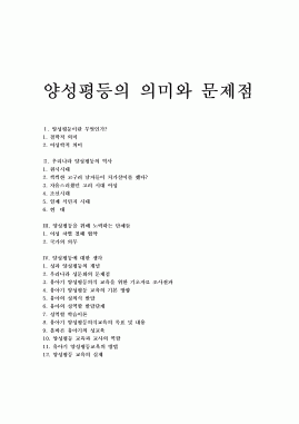 양성평등의 의미와 문제점-1페이지