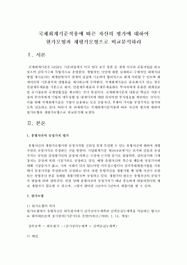 국제회계기준적용에 따른 자산의 평가에 대하여 원가모형과 재평가모형으로 비교분석하라-1페이지