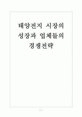 [태양열에너지]태양전지 시장의 성장과 업체들의 경쟁전략 보고서-1페이지