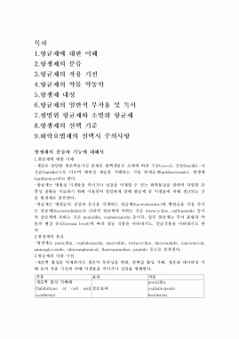 항생제의 종류와 기능에 대해서-1페이지