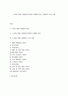 노인을 위한 자원봉사기관의 유형별 분류, 자원봉사 프로그램-1페이지