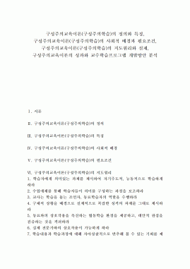 구성주의교육이론(구성주의학습)의 정의와 특징, 구성주의교육이론(구성주의학습) 사회적 배경과 필요조건, 구성주의교육이론(구성주의학습) 지도원리와 실제, 구성주의교육이론 성과와 교수학습프로그램 개발방안-1페이지