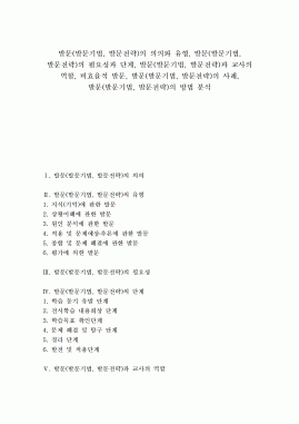 발문(발문기법, 발문전략)의 의의와 유형, 발문(발문기법, 발문전략)의 필요성과 단계, 발문(발문기법, 발문전략)과 교사의 역할, 비효율적 발문, 발문(발문기법, 발문전략) 사례, 발문(발문기법, 발문전략) 방법-1페이지