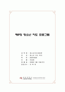 제9장청소년지도프로그램-11page(목차정리-완료)-1페이지