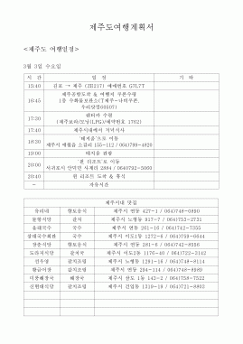 제주도여행계획서-1페이지