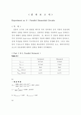 결과 실험9 Experiment ac 9  Parallel Sinusoidal Circuits-1페이지