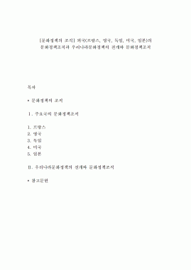 [문화정책의 조직] 외국(프랑스, 영국, 독일, 미국, 일본)의 문화정책조직과 우리나라문화정책의 전개와 문화정책조직-1페이지