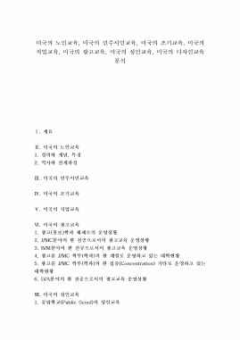 [미국교육][미국의 교육][노인교육][민주시민교육][조기교육][직업교육]미국의 노인교육, 미국의 민주시민교육, 미국의 조기교육, 미국의 직업교육, 미국의 광고교육, 미국의 성인교육, 미국의 디자인교육 분석-1페이지