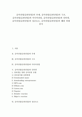 [음악산업]음악산업(음반산업)의 추세, 음악산업(음반산업)의 구조, 음악산업(음반산업)과 미디어산업, 음악산업(음반산업)과 인터넷, 음악산업(음반산업)의 성공요소, 음악산업(음반산업)의 해결 과제 분석-1페이지