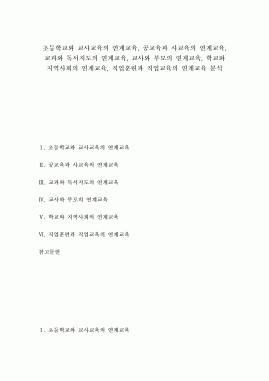 [연계교육]초등학교와 교사교육의 연계교육, 공교육과 사교육의 연계교육, 교과와 독서지도의 연계교육, 교사와 부모의 연계교육, 학교와 지역사회의 연계교육, 직업훈련과 직업교육의 연계교육 분석-1페이지