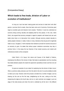 Which leads to free trade, division of Labor or evolution of institutions?-1페이지