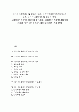 국가인적자원개발(NHRD)의 정의, 국가인적자원개발(NHRD)의 성격, 국가인적자원개발(NHRD)의 원칙, 국가인적자원개발(NHRD)의 추진체제, 국가인적자원개발(NHRD)의 문제점, 국가인적자원개발(NHRD)의 과제 분석-1페이지