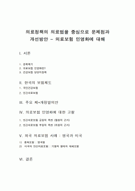 의료정책의 의료법을 중심으로 문제점과 개선방안-1페이지