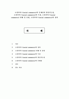 소셜커머스(social commerce)의 문제점과 발전가능성, 소셜커머스(social commerce)의 특징, 현황 및 유형, 정의-1페이지