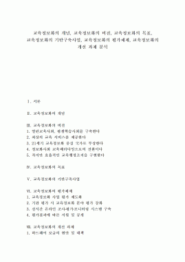 [교육정보화][교육정보화의 기반구축사업][교육정보화의 개선과제]교육정보화의 개념, 교육정보화의 비전, 교육정보화의 목표, 교육정보화의 기반구축사업, 교육정보화의 평가체제, 교육정보화의 개선 과제 분석-1페이지