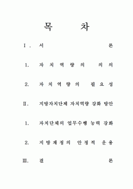 지방자치단체 자치역량강화방안 A+-1페이지