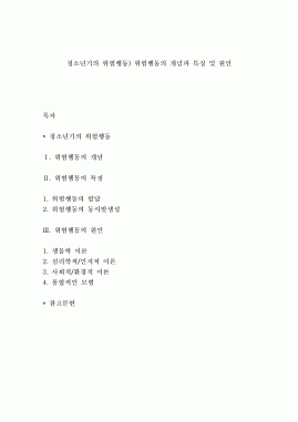 청소년기의 위험행동) 위험행동의 개념과 특징 및 원인-1페이지