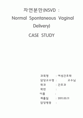 [의약학] 자연분만(NSVD) CASE STUDY-1페이지