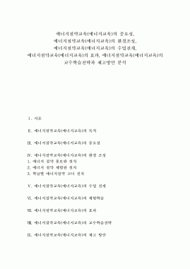 에너지절약교육(에너지교육)의 중요성, 에너지절약교육(에너지교육)의 환경조성, 에너지절약교육(에너지교육)의 수업전개, 에너지절약교육(에너지교육) 효과, 에너지절약교육(에너지교육) 교수학습전략과 제고방안-1페이지