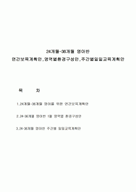 24개월-36개월 영아반 연간보육계획안,영역별환경구성안,주간별일일교육계획안-1페이지