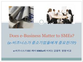 Does e-Business Matter to SMEs? (e-비즈니스가 중소기업들에게 중요한가?) e-비즈니스가 EU·북미 SMEs에 미치는 금융적  영향 비교-1페이지