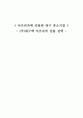 아프리카에 진출한 대구 중소기업_(주)대구텍 아프리카 진출 전략-1페이지